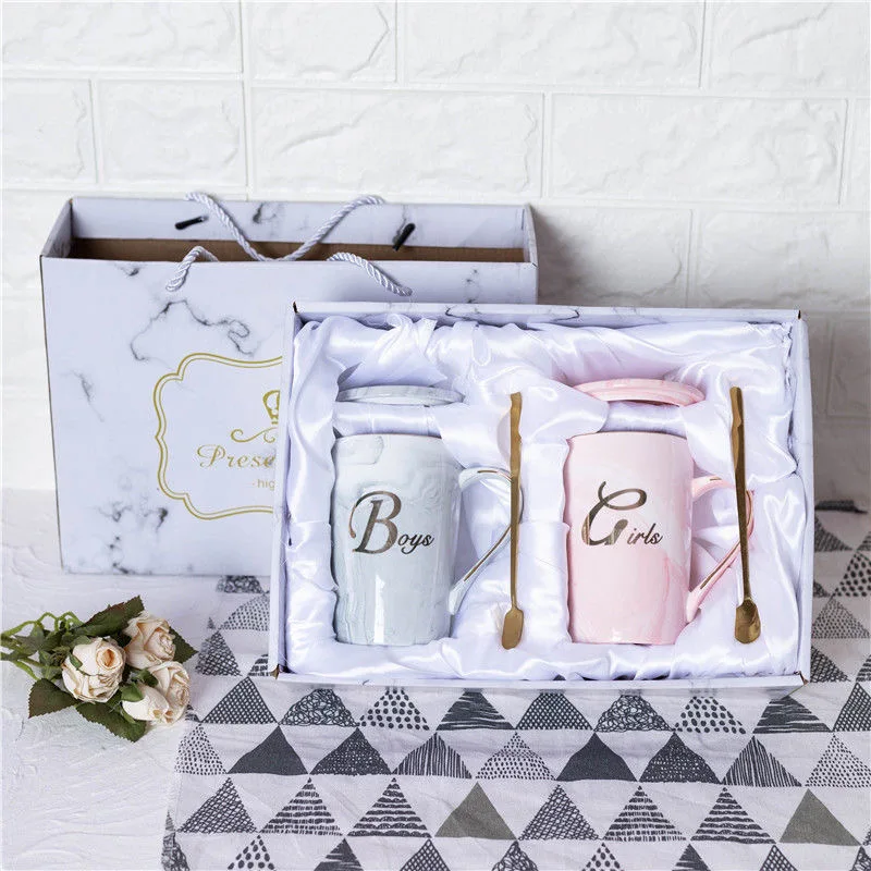 Home Gift Set Coffee Cup Set Usb Automatic Heating Marble Mug With Gift ...