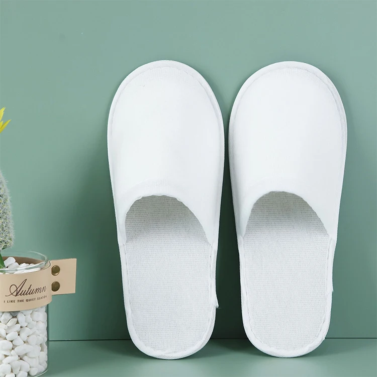Disposable White Cotton Hotel Slippers Open Toe Terry Spa Disposable ...
