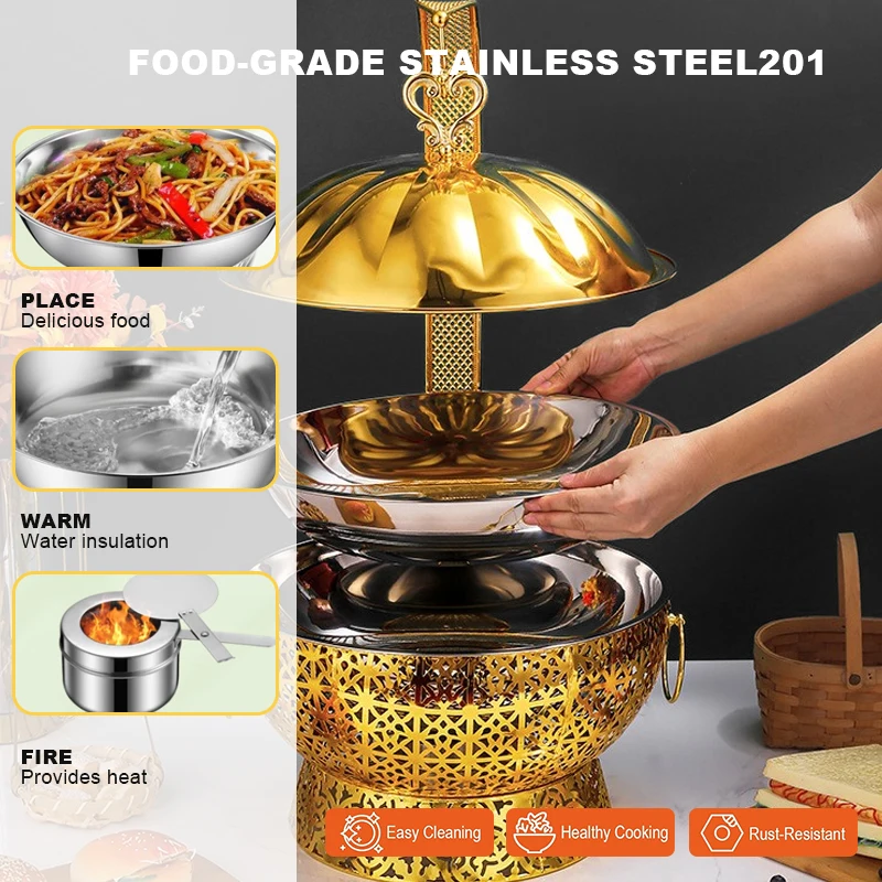 Stainless Steel Hot Pot Food Warmer Set Chafing Dish Buffet Set for ...