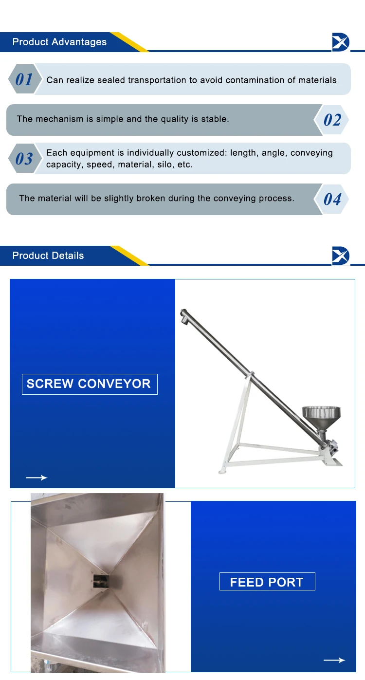 Inclined Screw Conveyor Auger Feeder Conveyor For Food Powder Fodder ...
