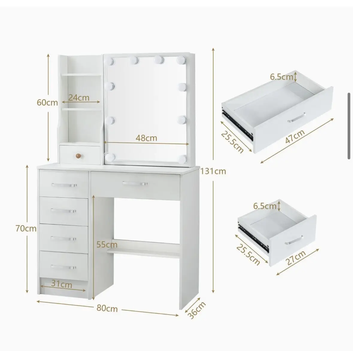 Factory Price Makeup Vanities Table Set With Led Mirror Vanity Desk For ...