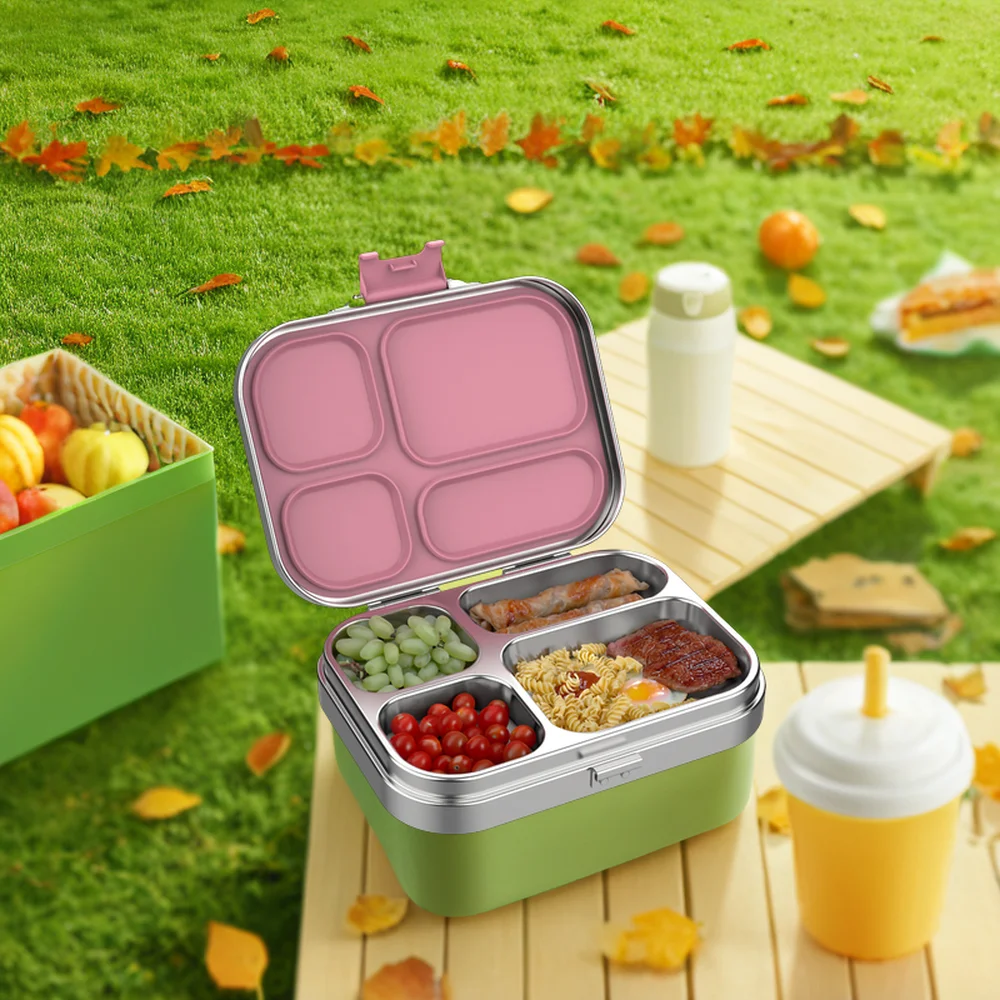 Modern Bento Style Stainless Steel Lunch Box Compartment Leak-Proof ...