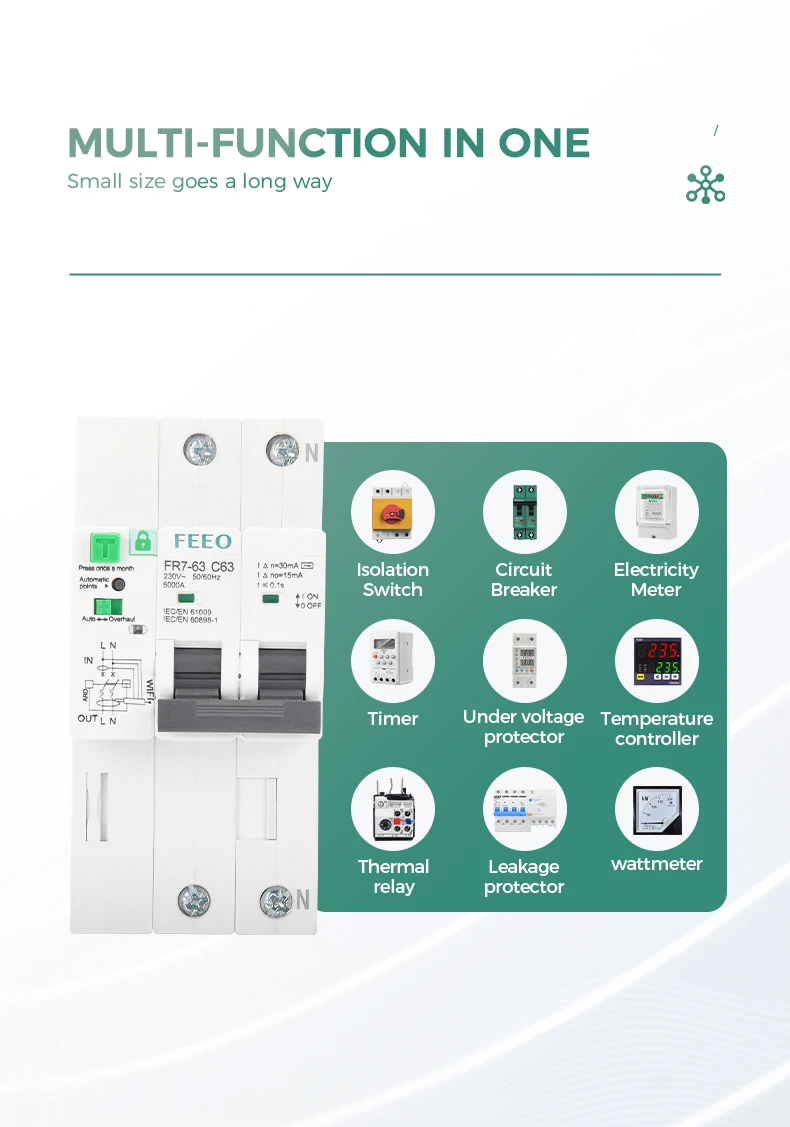 Smart Home Breaker Mcb Wifi Breakers 2 Pole 25a with Metering Smart ...