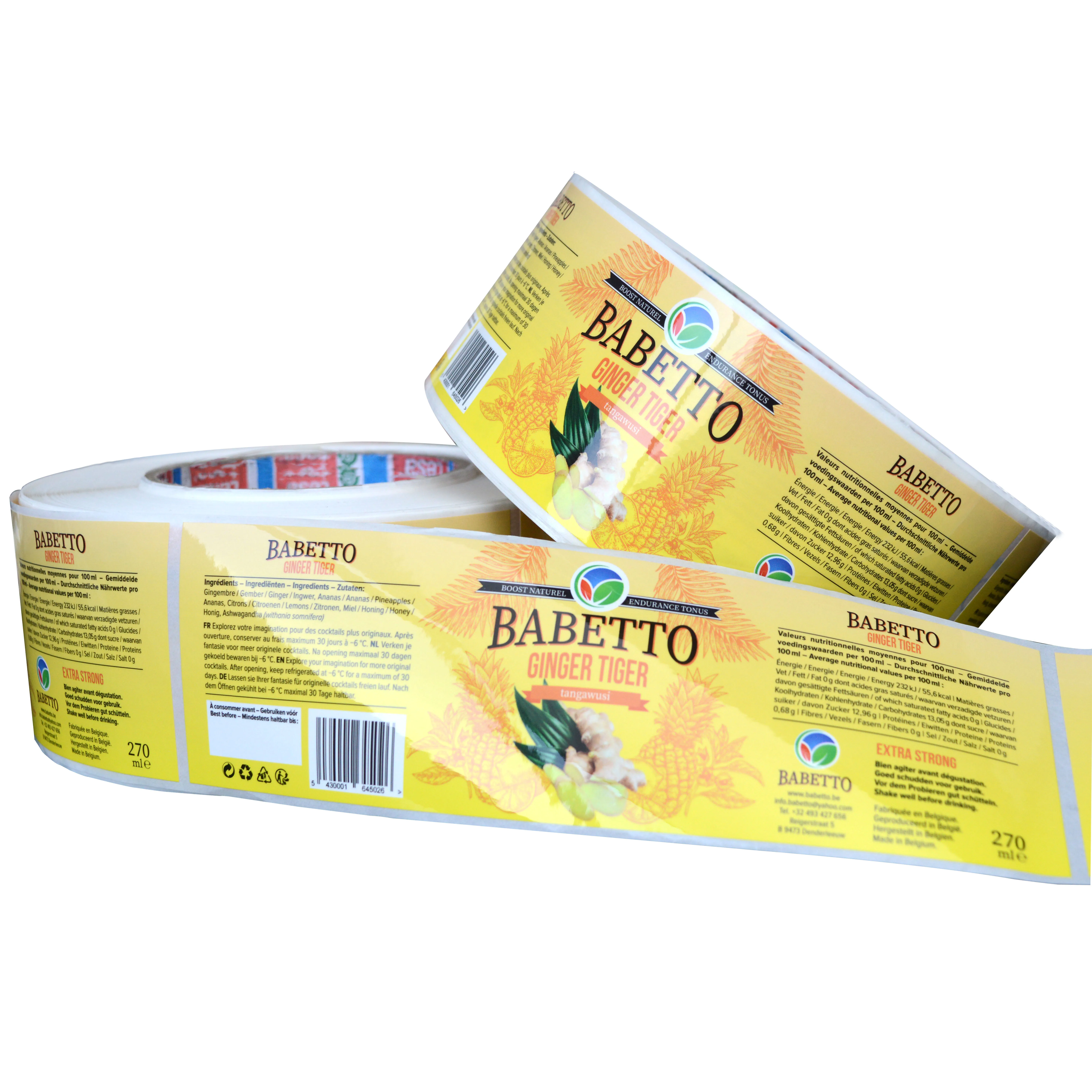 Custom Adhesive Vinyl Logo Beverage Labels Glass Fruit Juice With Seal ...