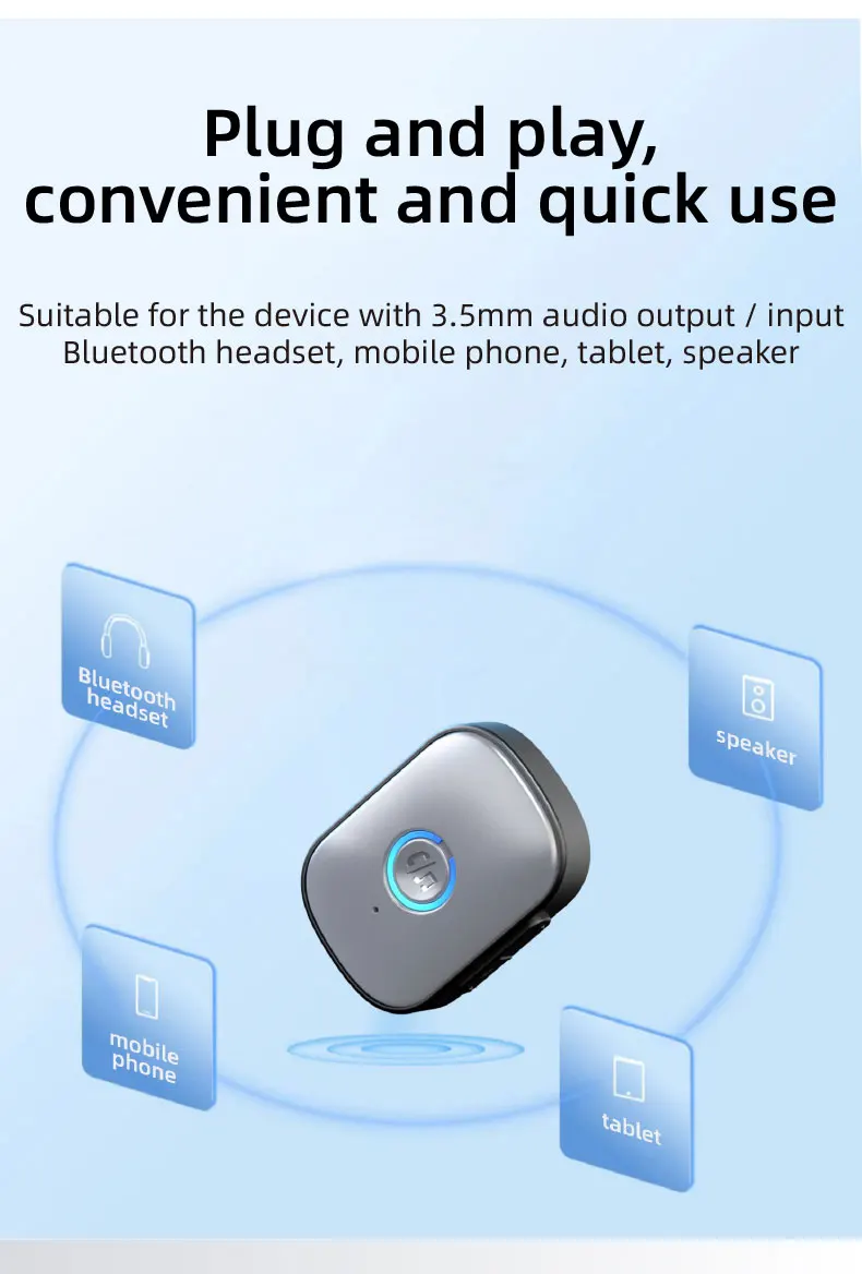 Universal Bluetooth Receiver 3.5mm AUX Wireless Audio Receiver Built-in ...