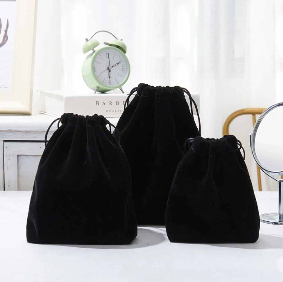 7*9cm/10*15 Cm Black Custom Logo Jewelry Velvet Pouches Wholesale Gift ...