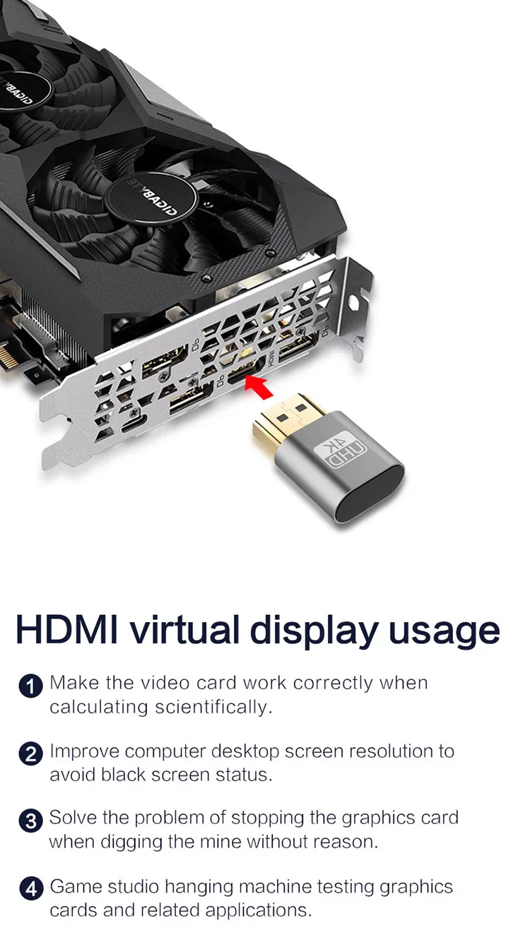 HDMI Virtual Display HDMI DDC EDID Dummy Plug Display 4K 1080P HDMI ...