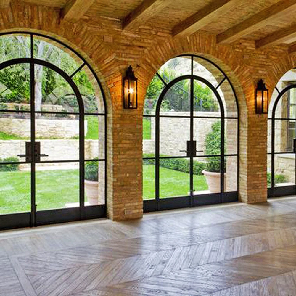 Villa Living Room Decorative Arched Extremely Narrow Steel Window ...