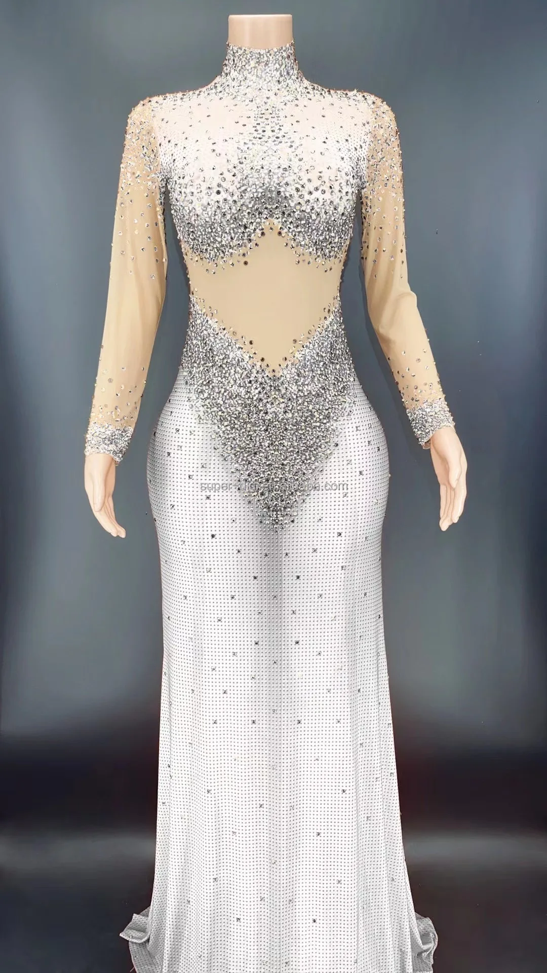 Luxury Stage Costume Party Cloth Sexy Feather Stitching Gown Slim Short ...