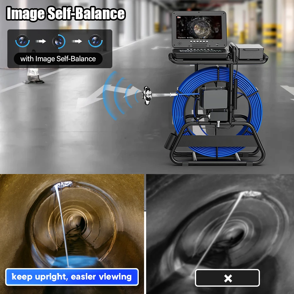 100M Sewer Pipe Inspection Camera with 10 Inch IPS 1080P Display ...