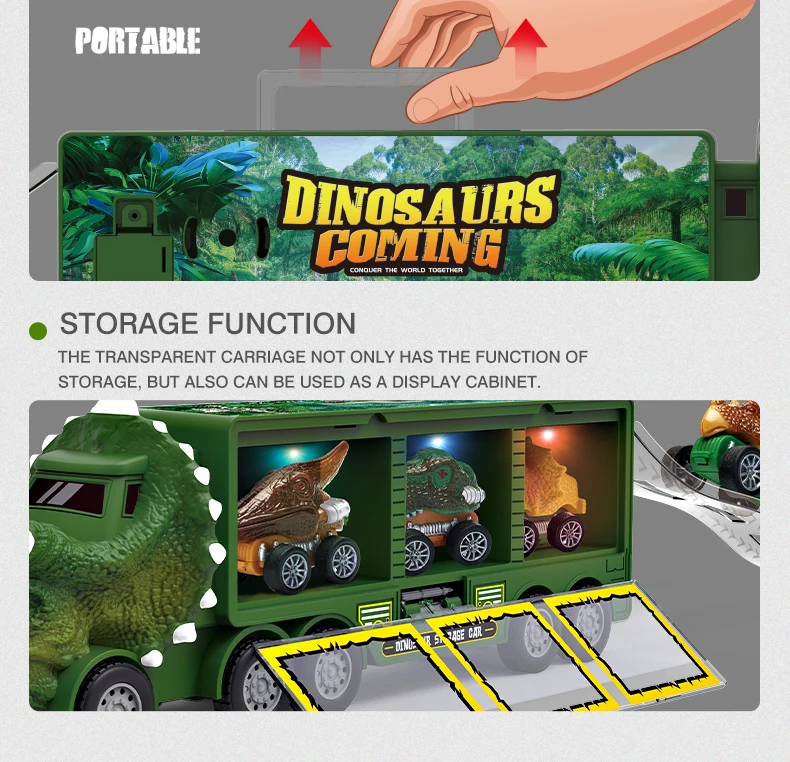 High Speed Launcher Dinosaur Transport Storage Truck With 6 Pull Back ...