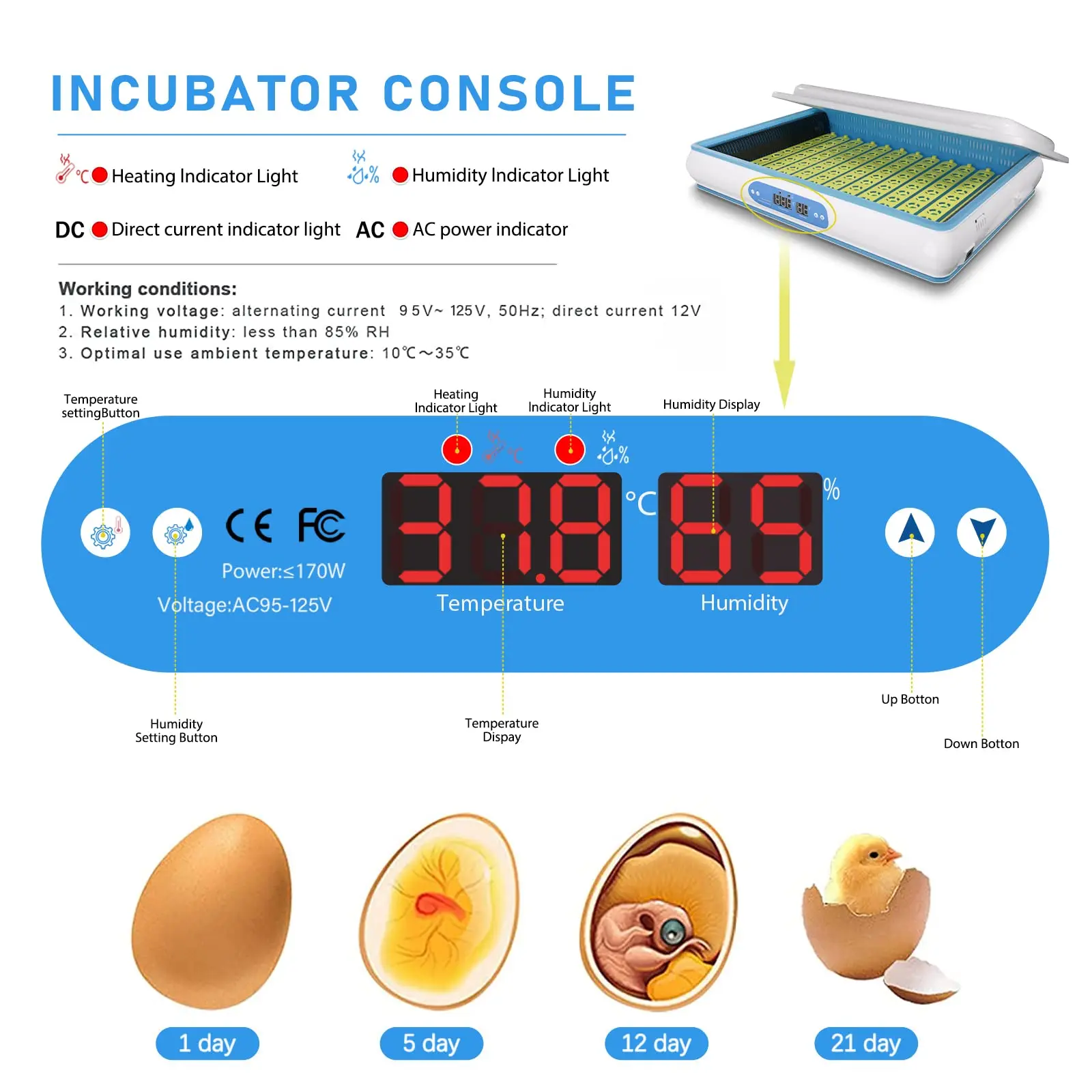 Wonegg 500 Egg Incubator Hatching Machine Ac Dc 12v Egg Incubator ...