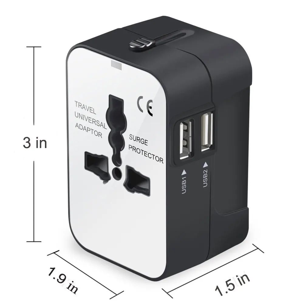 All In One Plug Dual Usb 1000ma Universal World Travel Adapter ...