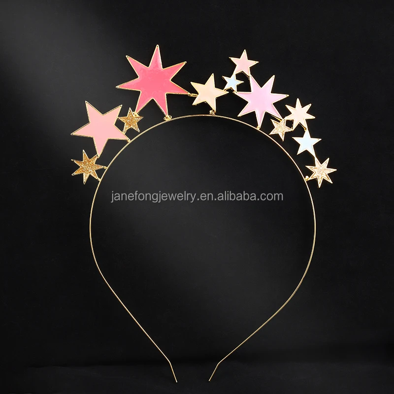 Enamel Rainbow Color Stars Shape Girl Tiara New Design Princess Metal ...