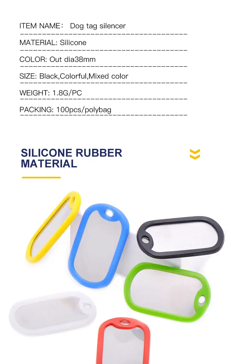 Wholesale Black Silicone Rubber Stainless Steel Dog Tag Silencer