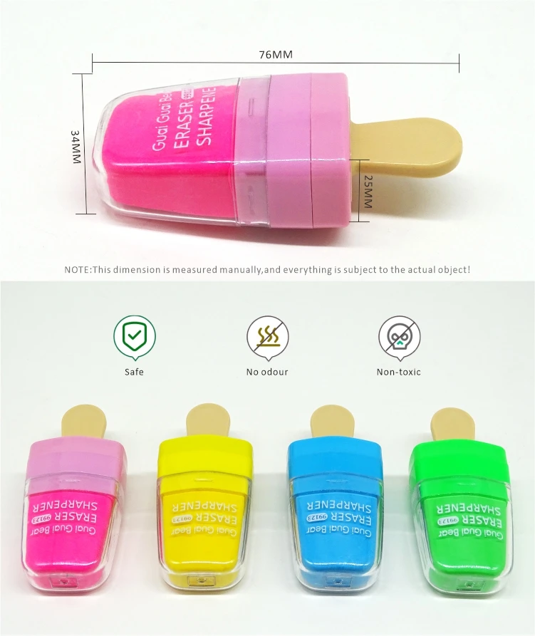 Popsicle Plastic Pencil Sharpener Set for Kids & Students