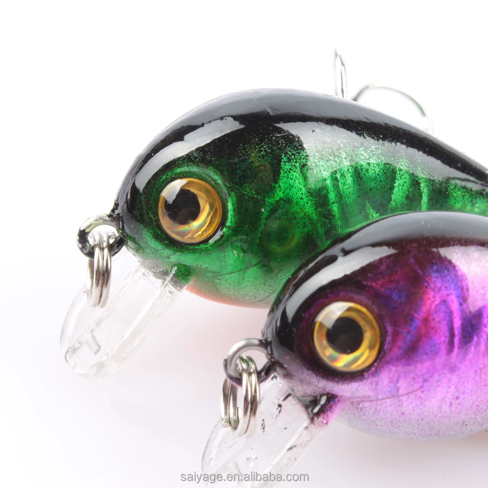Custom 30mm Mini Crankbait Fishing Shaking Wobbler Lures Walleye ...