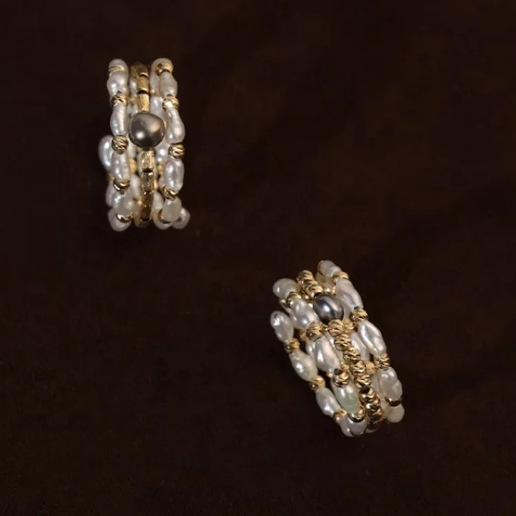 18K Gold Australian White Pearl Rich Golden Keshi Mix Simple Versatile ...
