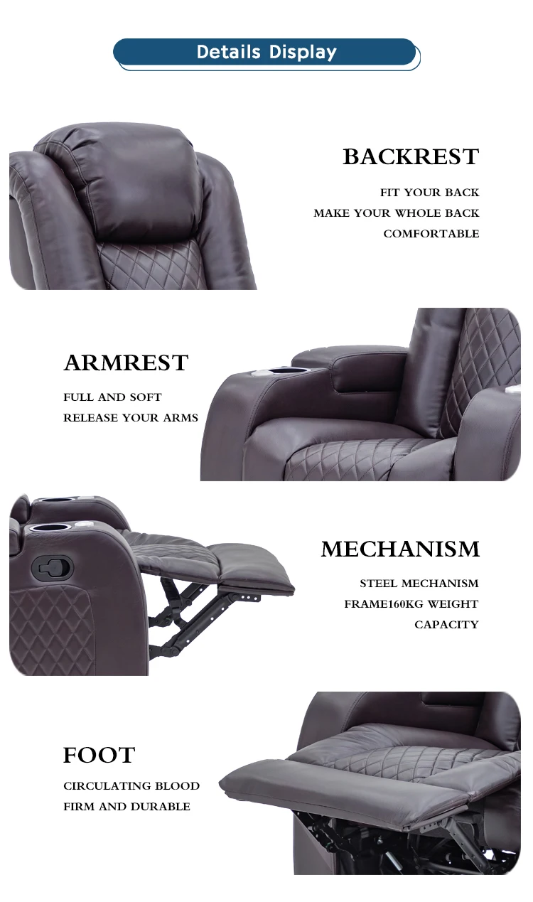 Geeksofa Luxury Power Electric Home Theater Cinema Seating Recliner ...