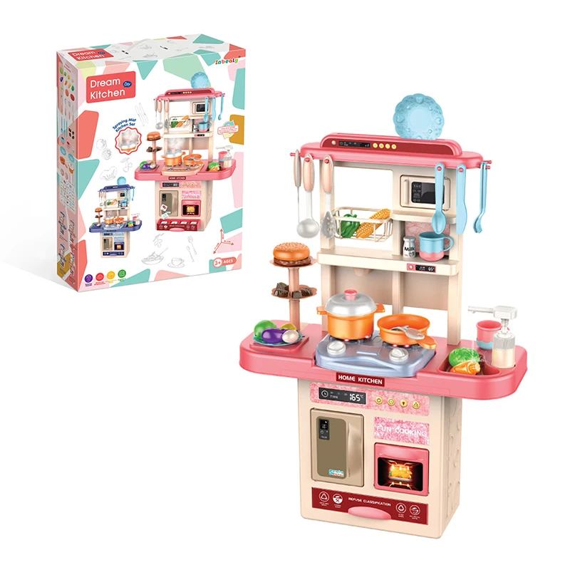 75 Cm High Sound And Light Dining Table Pink Kids Pretend Role Play ...