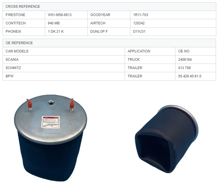 1V 8613SA Air Spring - Reliable Suspension for Trucks & Buses