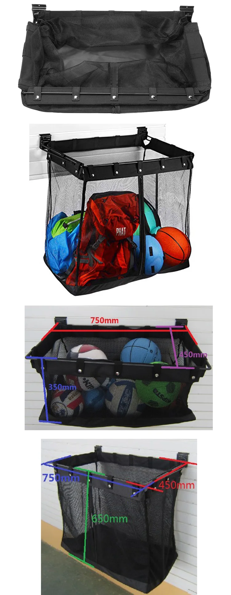 Garage Mesh Baskets - Durable Storage for Sports Equipment