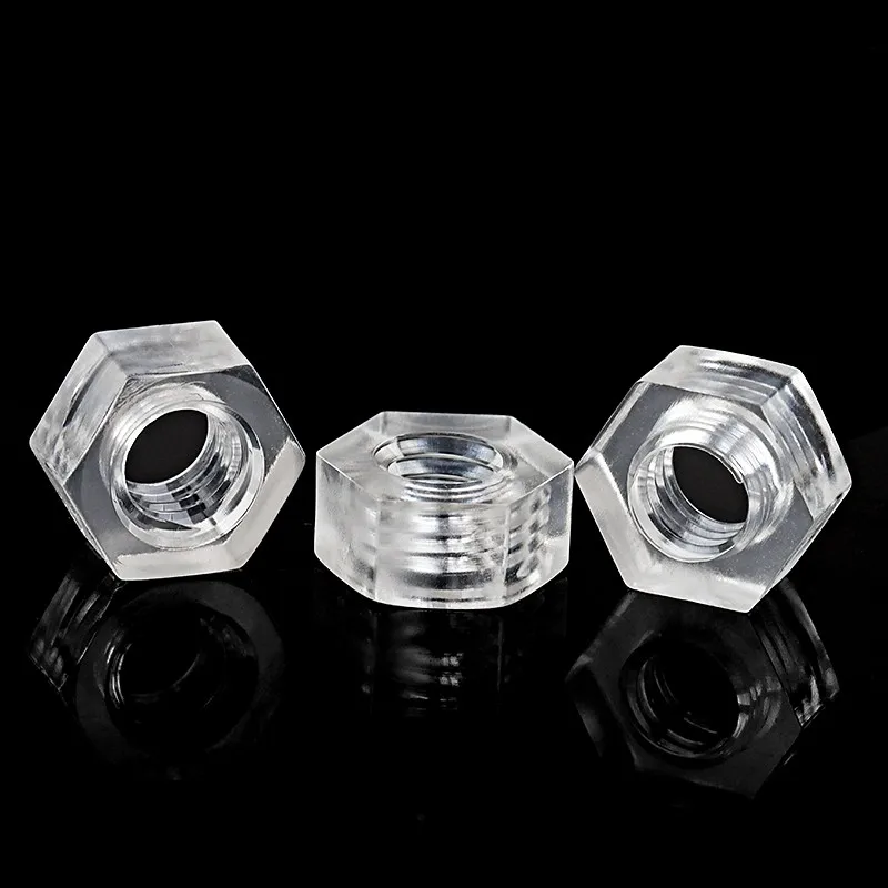 PC Transparent Nuts Plastic Hexagonal Nuts Acrylic Plastic Screw Caps ...