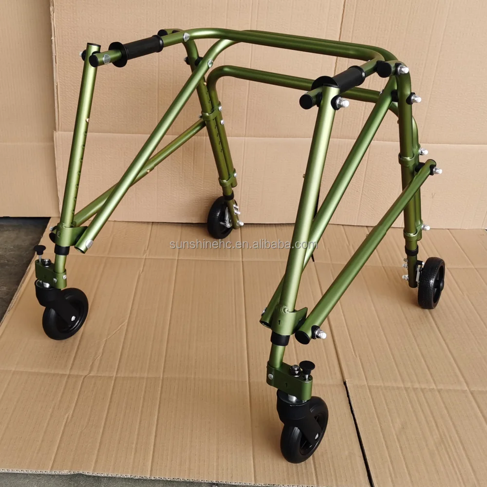 Mobility Aid Children Aluminum Pediatric Walker 4-wheeled Gait Trainer ...