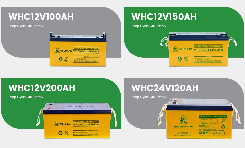 WHC SOLAR 12V 250AH Gel Lead Acid Batteries - Deep Cycle