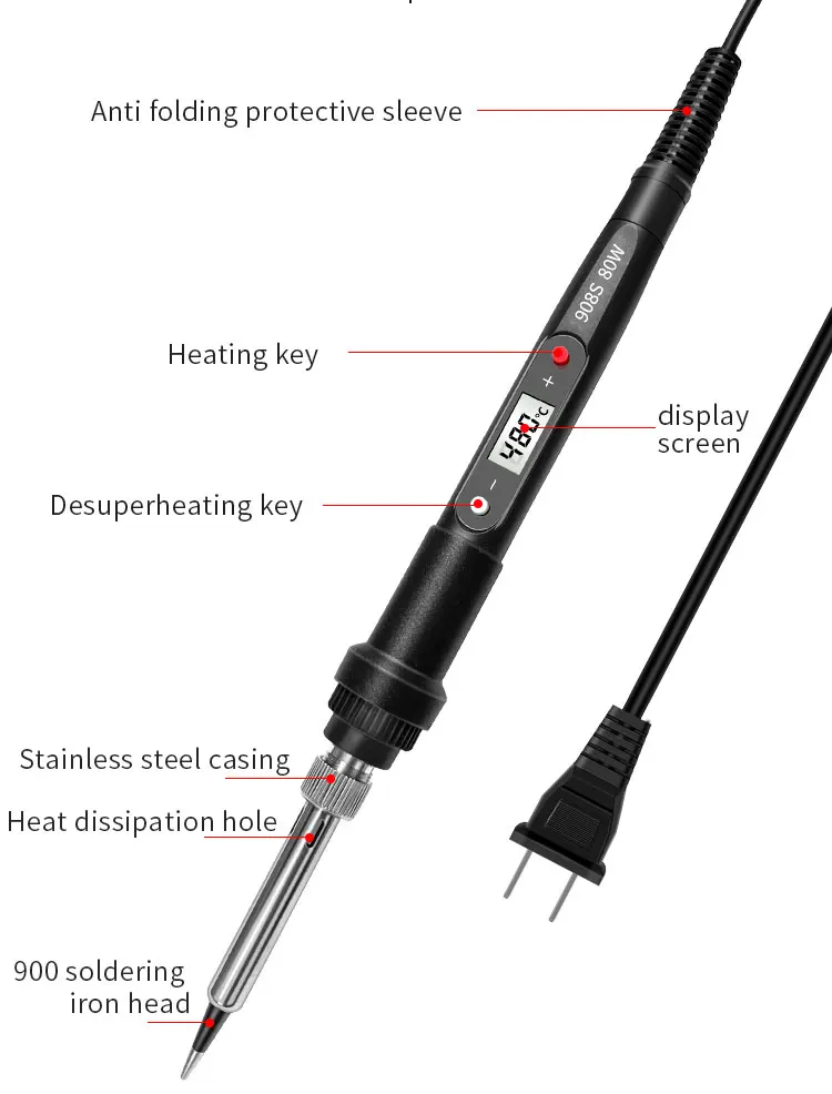 White 908S Intelligent Digital Display Soldering Iron US Standard 110V