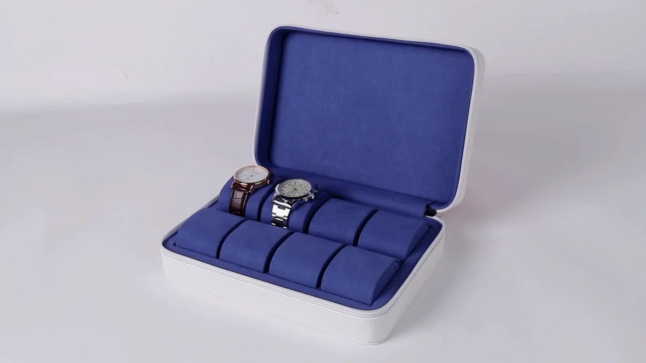 Custom 8 Slots Leather Luxury Zipper Watch Display Organizer Smart ...