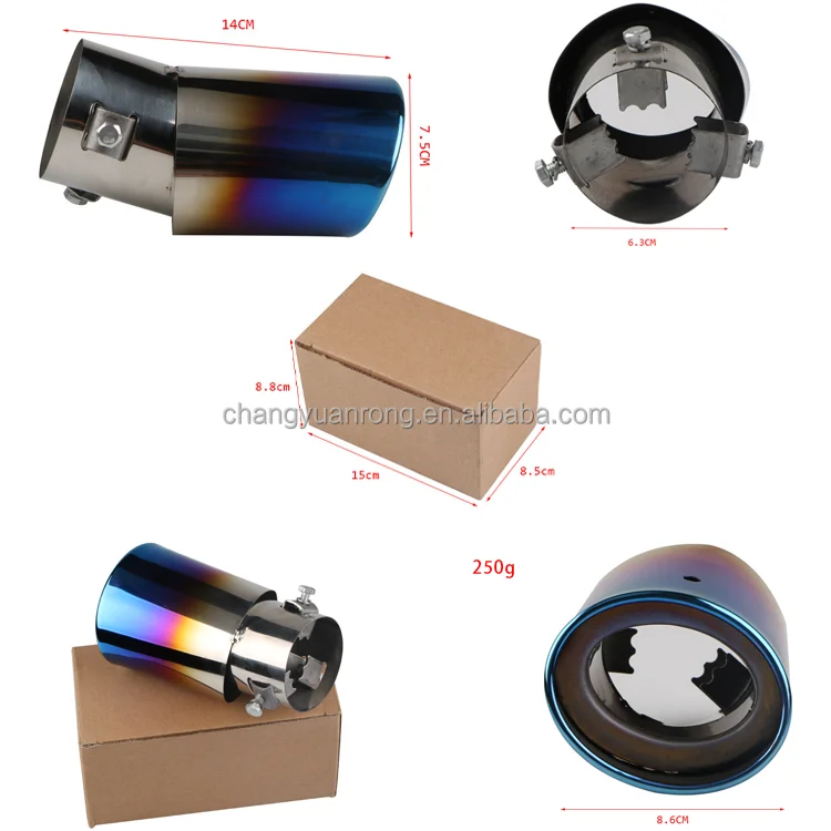 Universal Car Exhaust Muffler Tip Tail Pipe Bolt Fixation Stainless ...