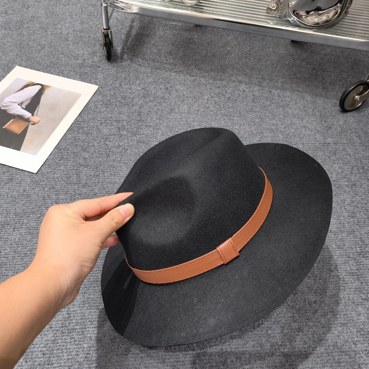 European And American Style Street Wide Brimmed Artificial Woolen Belt ...