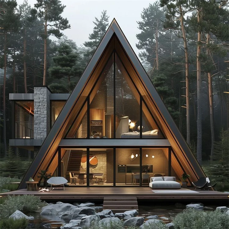 Triangle Shape A Frame House Kit - 40ft Wooden Tiny House with Online ...