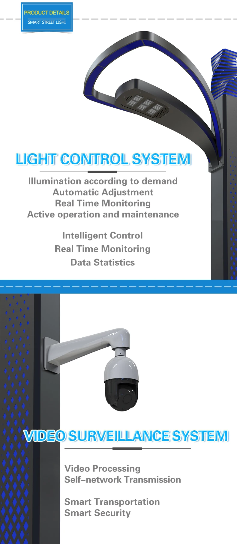 Outdoor Galvanized Smart Light Pole Integrated Led Street Lighting Pole ...