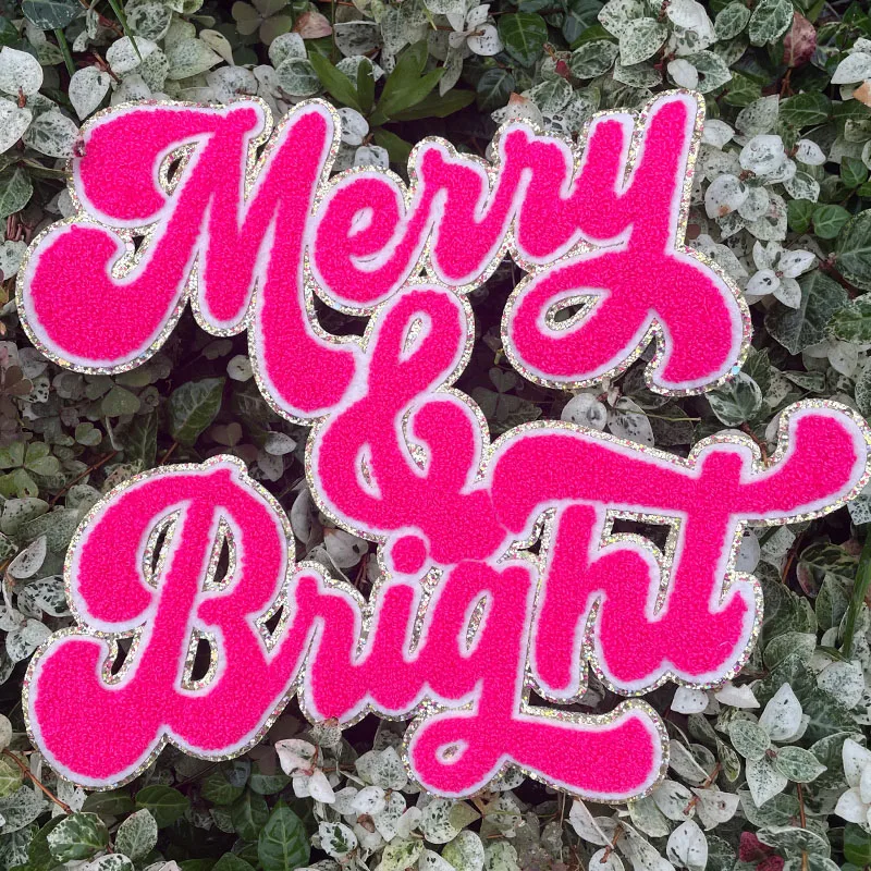 Merry and Bright Chenille Patches - Perfect for Holiday Hoodies