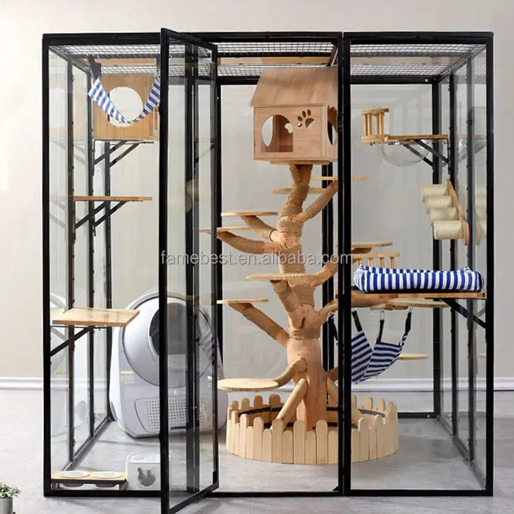 Large Indoor Cat Enclosure - FAMEBEST Cat Condos & Platforms