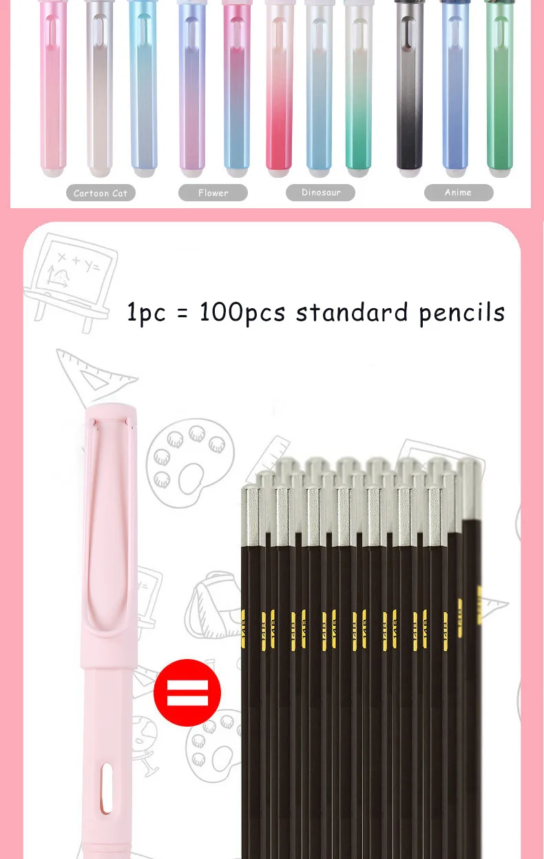 Metal Aluminum Cartoon Inkless Eternal Pen Infinity Pencil Drawing Eco ...