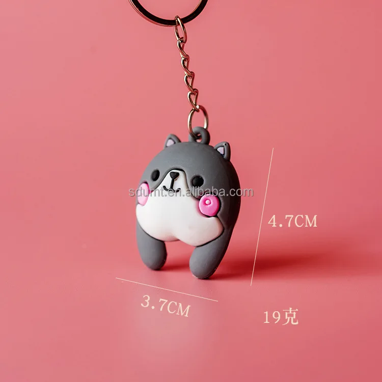 Cute Cartoon Corgi Dog Metal Key Chains Pvc Soft Rubber Car Key ...