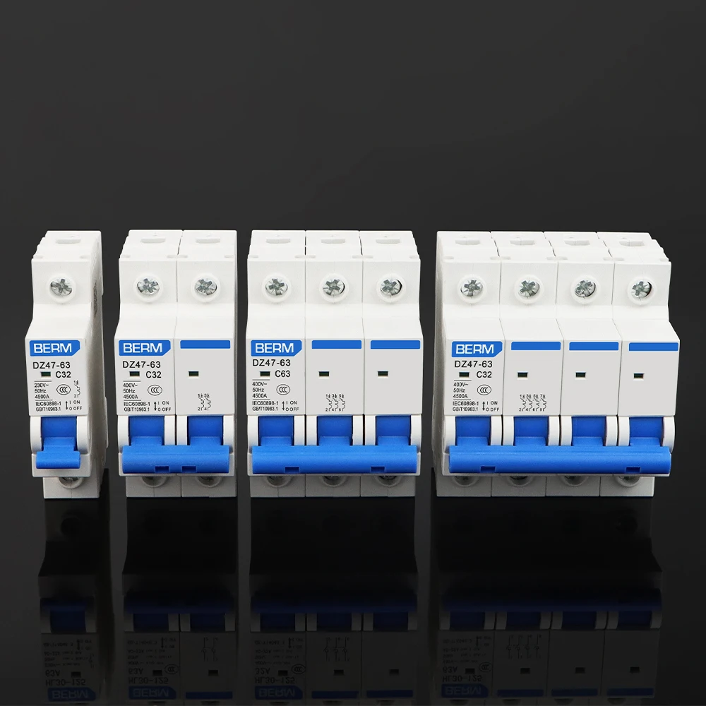 Berm Overload Mcb 1p 2p 3p 4p Household Protected Air Switch 32a 40a 63a 10a Dz47-63 Circuit ...