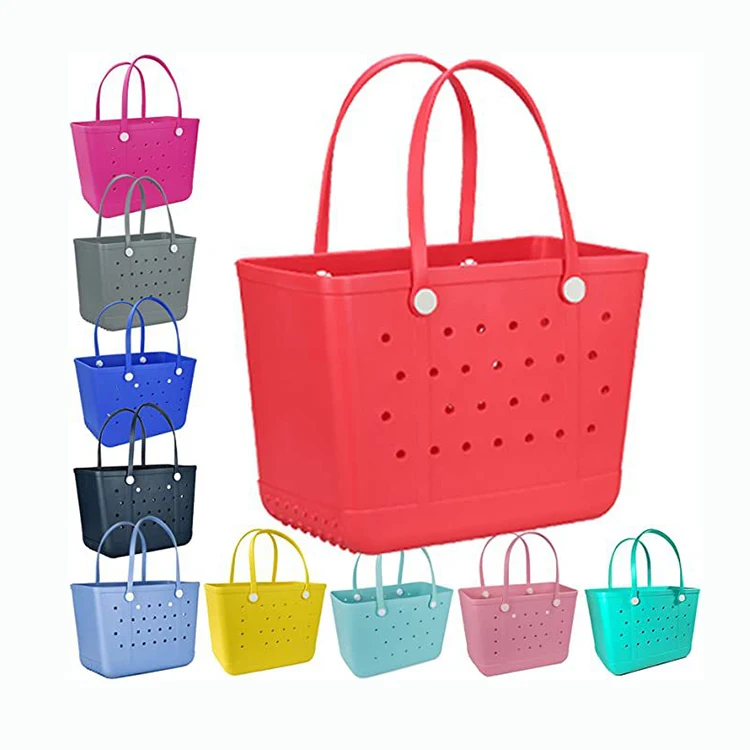 Outdoor Summer Fashion Swimming Shopping Camping Xl Large Hand Tote Eva Bogg Beach Bag Silicone ...