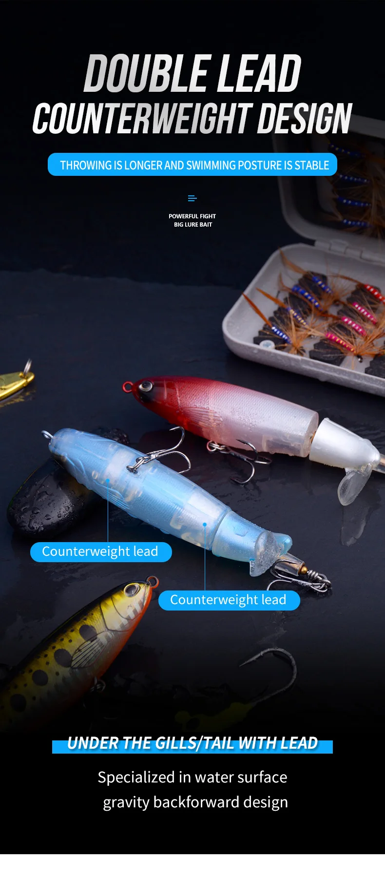 DN 11cm 15g Floating Whopper Popper Fishing Lure Top Water Whopper ...