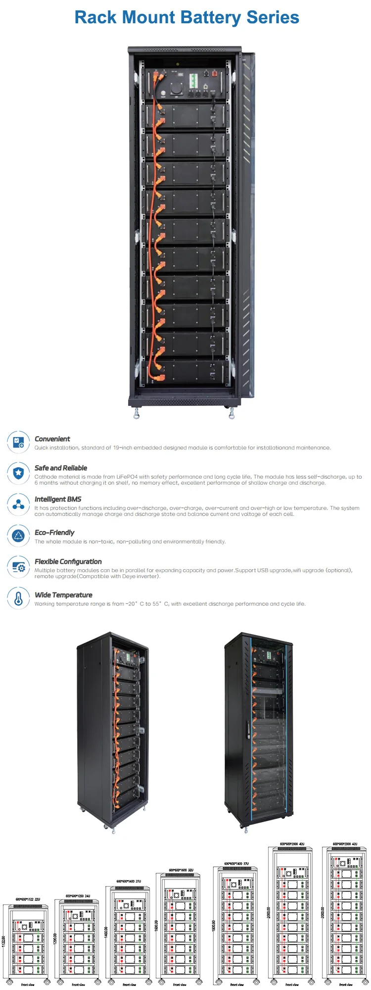 Rack Mount Lithium Ion Battery Lifepo4 - 20.48kwh to 51.2kwh