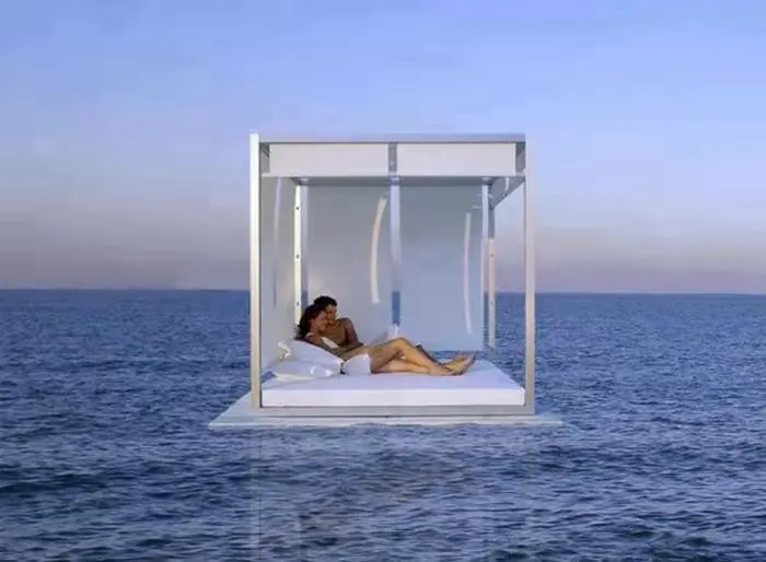 Luxury Aluminum Frame Man-made Lounger Sunbed 100% Solid Wood Daybed ...