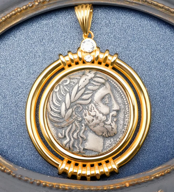 Ancient Greek God King Zeus Vintage 47*30mm 40g Coin Ornaments Sterling ...