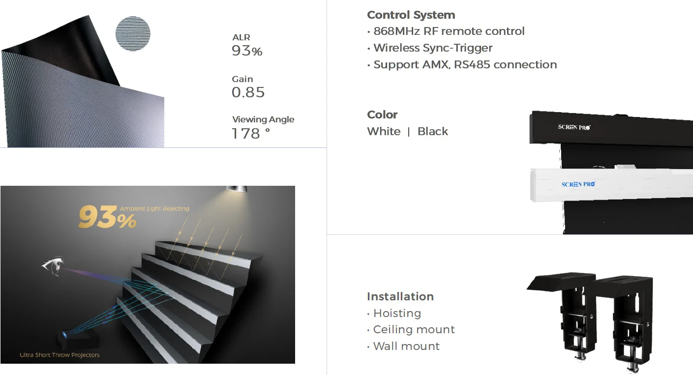 Screen Pro 100 Inch Tab Tensioned Projection Screen Ust Alr Ambient ...