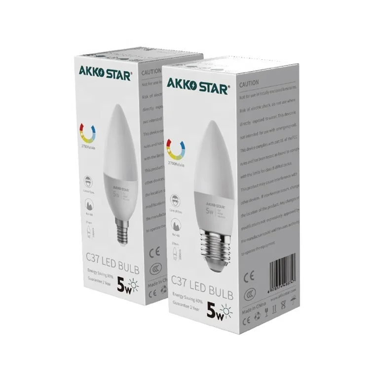 Akko Star Most Popular 5w C37 E27/e14 Led Bulb 3000k And 6500k Light ...