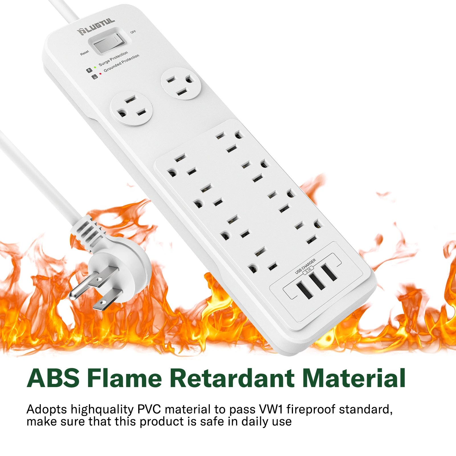 Us Electric Extension Board Power Strip,10 Outlet Etl Power Bar With ...