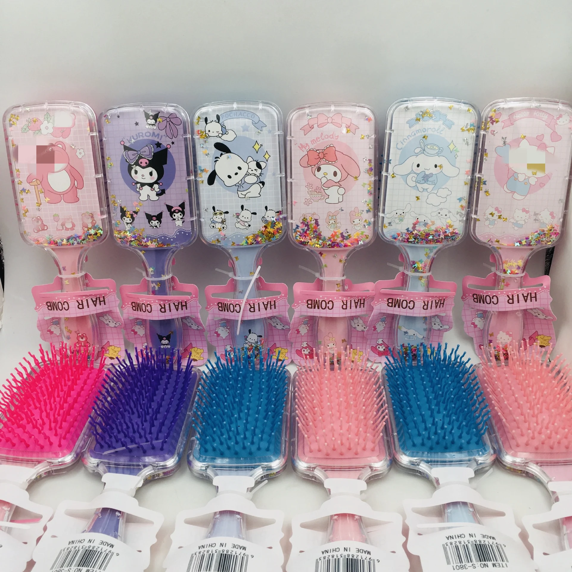 Dhf356 Hot Sanrioed Square Round Shape Hair Comb Anime Kuromi Pochacco ...