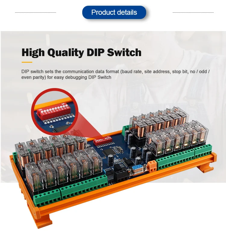 24-channel Rs485 Communication Modbus Rtu/232 Dc24v Relay Output Module ...